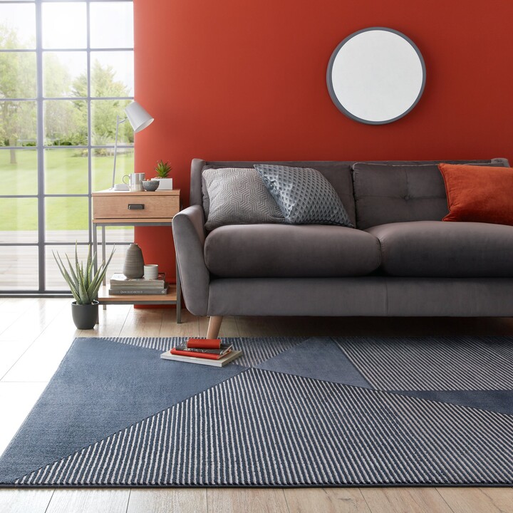 Dunelm Modern Texture Rug Navy Blue/White - ShopStyle