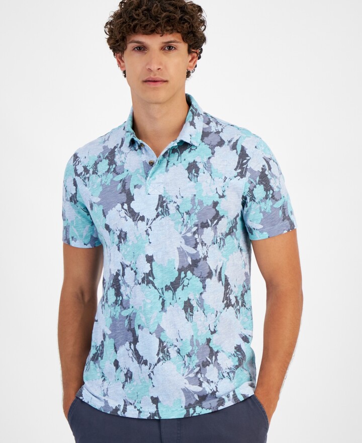 Sun + Stone Men's Short Sleeve Foliage Print Polo Shirt, Created for ...
