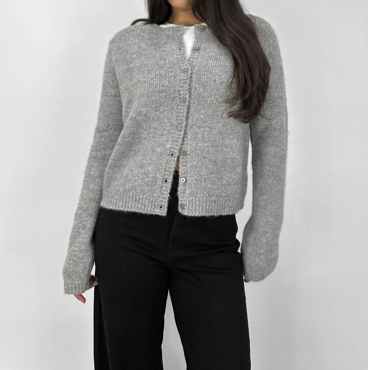 CRESCENT Classic Crew Knit Cardigan In Grey - ShopStyle