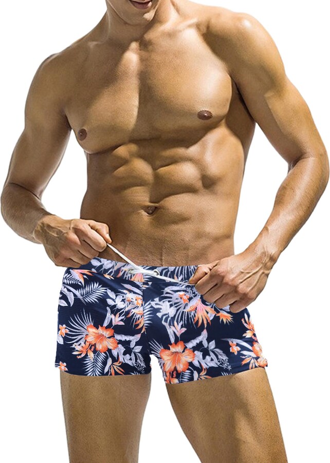 COOFANDY Men's Square Leg Swim Briefs Printed Swimsuit Athletic ...