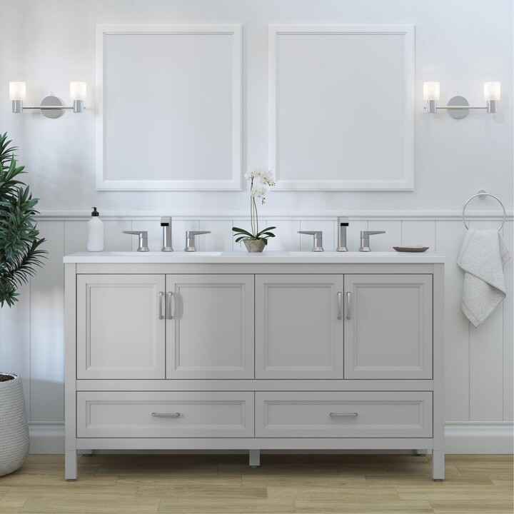 Spring Mill Cabinets 60" Destan Double-Sink Bathroom Vanity With 2 ...