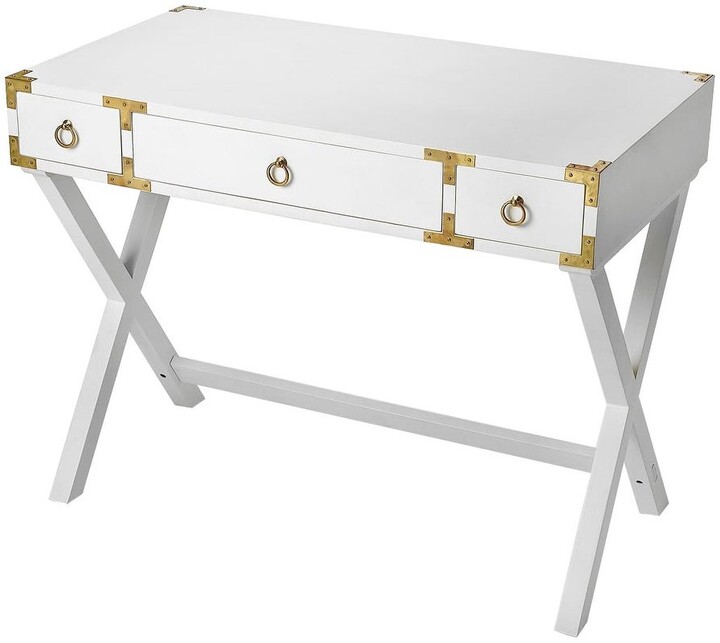 Priya Home Furniture Transitional Glossy White Rectangular Writing Desk ...
