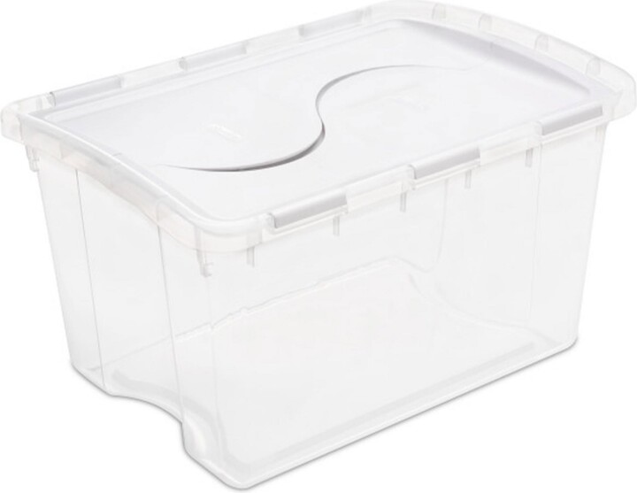 Sterilite 48 Qt Hinged Lid Storage Box Plastic Stackable Bin with Lid ...