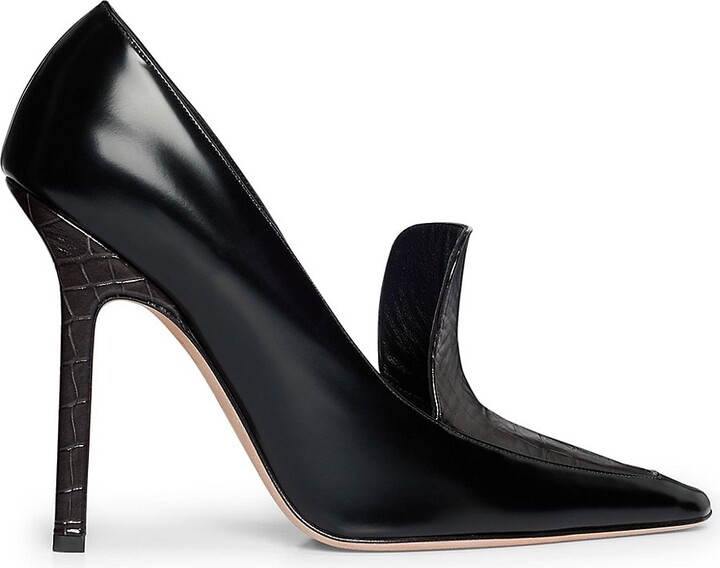 HUGO BOSS Leather Pumps with Croc-Effect Trim - ShopStyle