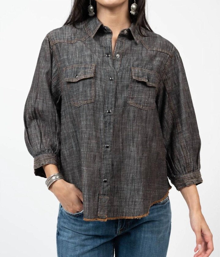 Ivy Jane Evie Denim Snap Shirt in Black - ShopStyle
