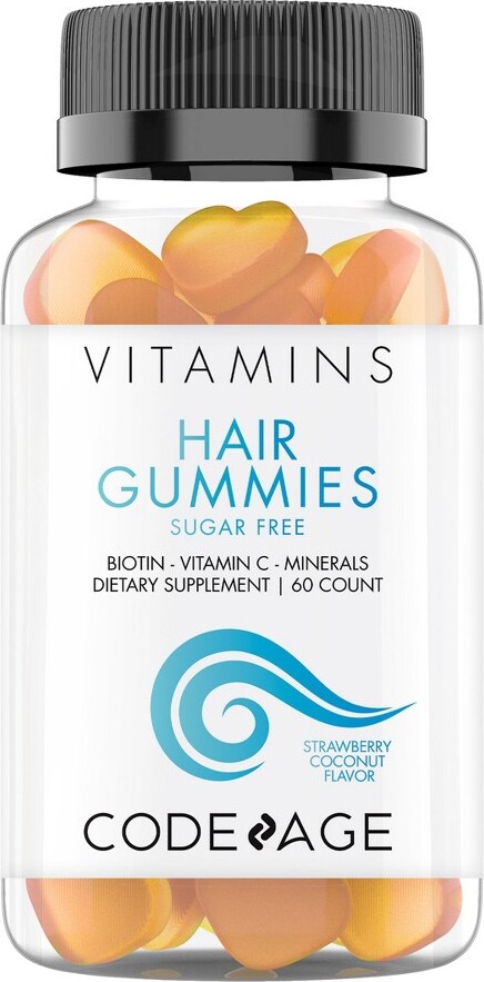 Codeage Hair Gummies, Biotin, Vitamin C, Inositol, Zinc, Folic Acid ...