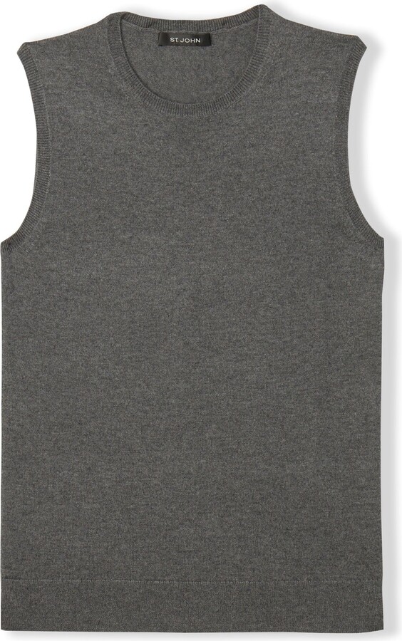 St. John Knits Jersey W/ 1X1 Rib Start Knit Shell - ShopStyle Crewneck ...