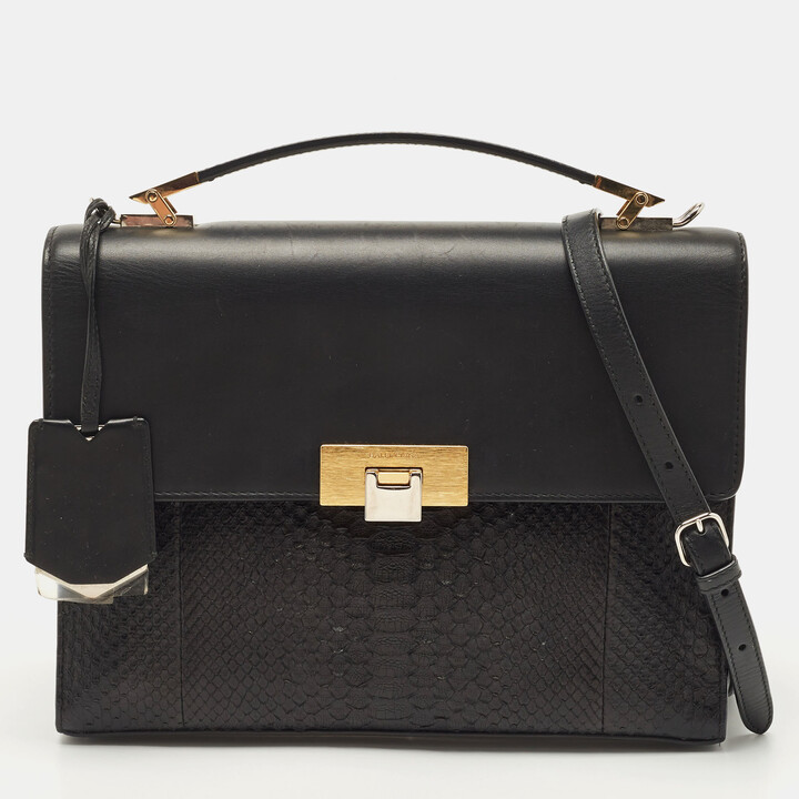 Balenciaga Black Leather and Python Le Dix Cartable Top Handle Bag ...