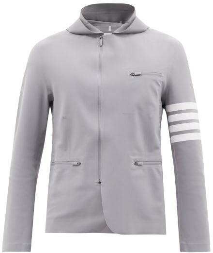 Thom Browne Four-bar Hooded Technical-shell Compression Jacket - Grey ...