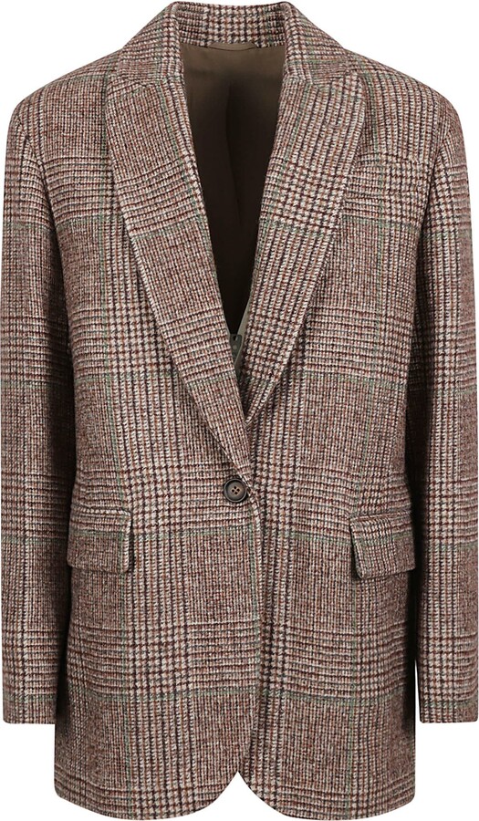 Brunello Cucinelli Check Patterned Tweed Blazer - ShopStyle