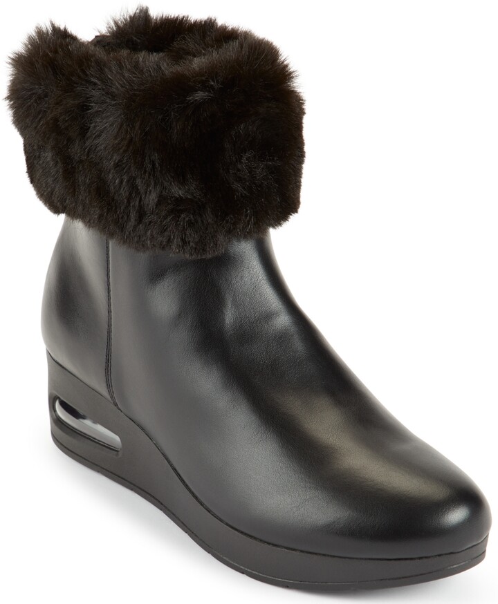 DKNY Women's Abri Faux-Fur Wedge Booties - ShopStyle