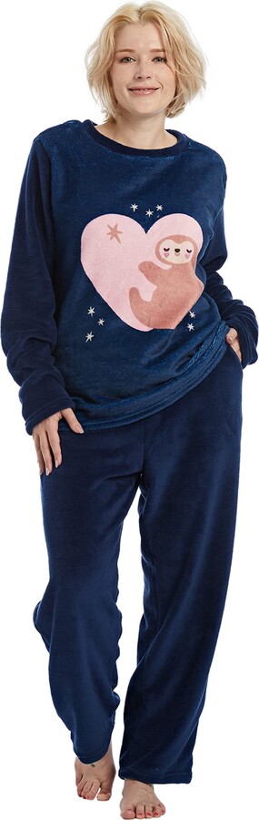 DiaryLook Womens Fleece Pyjamas Sets Fluffy Soft Ladies Pyjamas Lounge ...