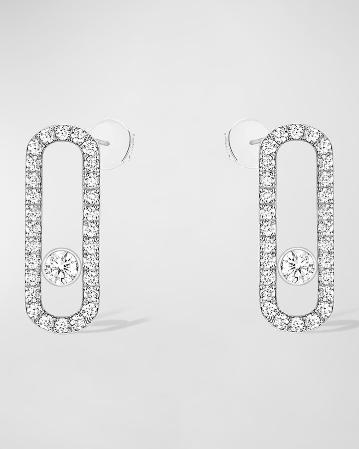 Messika Move Uno 18K White Gold Pave Diamond Earrings - ShopStyle