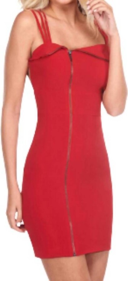 RACHEL ALLAN Fitted Zipper Front Detail Mini Dress In Red - ShopStyle