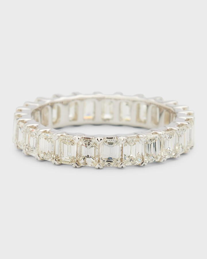 Neiman Marcus Diamonds 18K White Gold Emerald-Cut Diamond Eternity Band ...