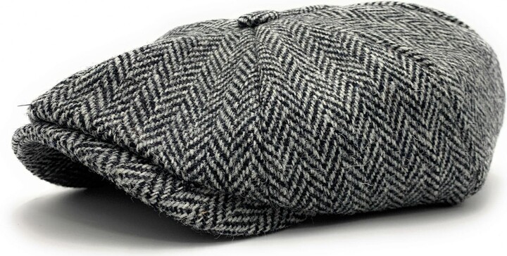Tartan Tweeds Harris Tweed Traditional Peak Eight Panel Newsboy Cap ...