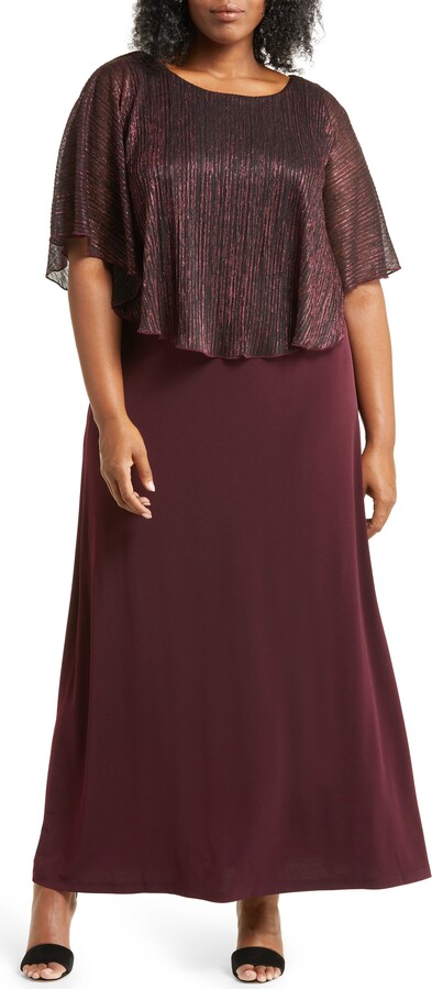 Connected Apparel Shimmer Cape Sleeve Cocktail Dress - ShopStyle