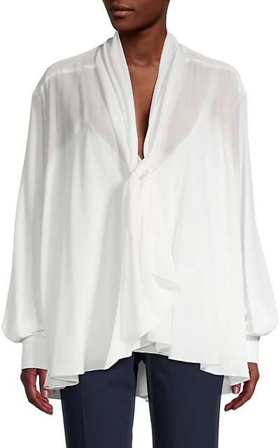 Givenchy Tie-Neck Silk Blouse - ShopStyle Tops