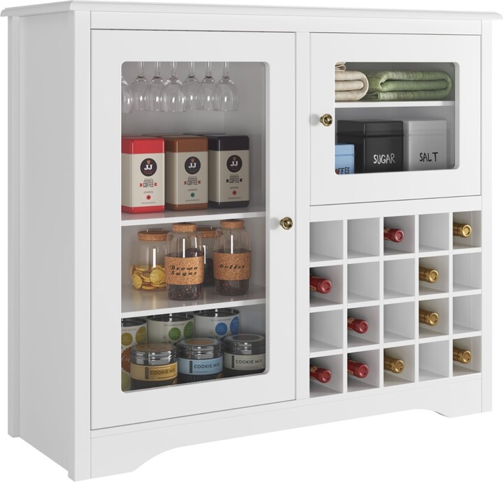 Global Pronex Wine Bar Cabinet, Sideboard Buffet Table with 20 Bottles ...