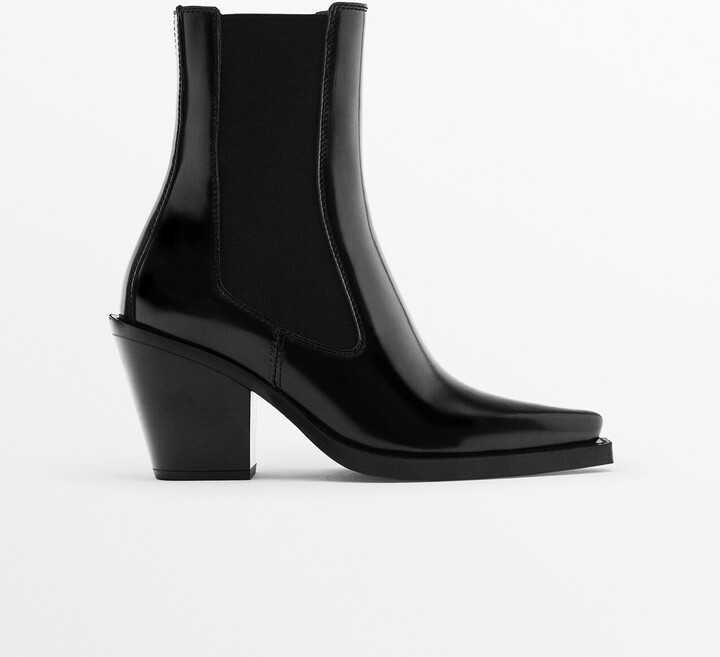 Massimo Dutti Leather Cowboy-Style Chelsea Boots - Studio - ShopStyle