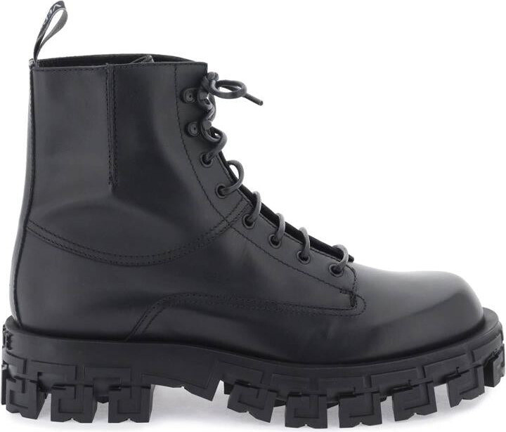 Versace greca portico combat boots - ShopStyle