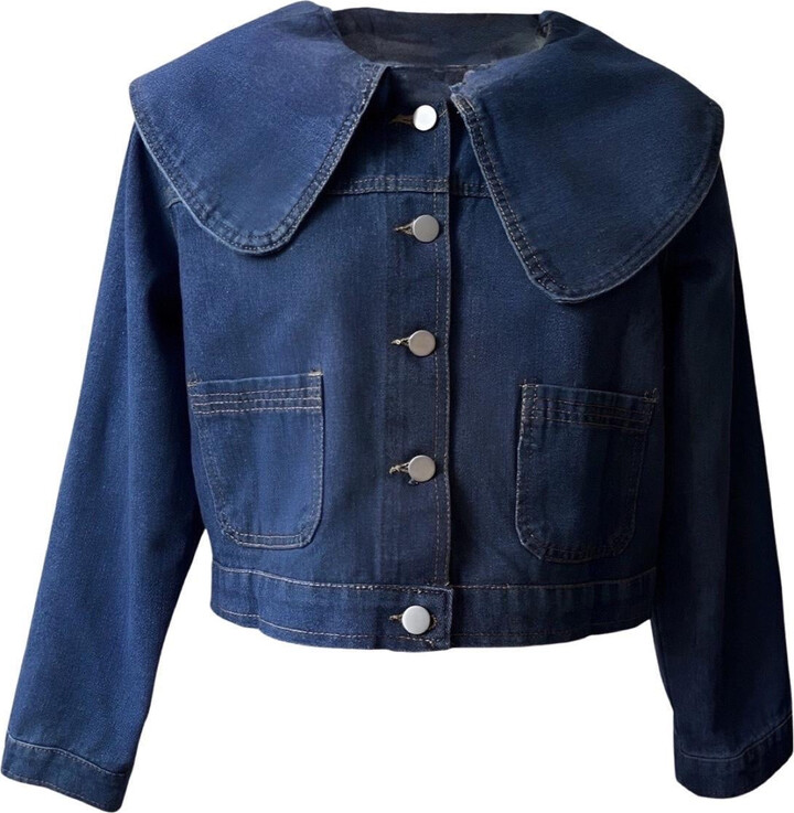 London Atelier Byproduct Blue Cropped Denim Jacket With Oversize Peter ...