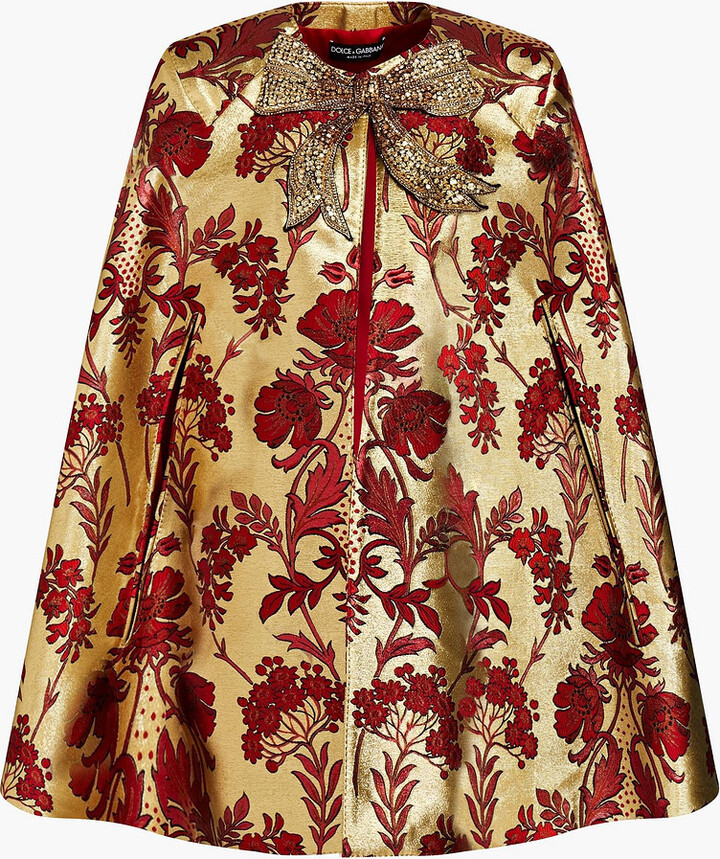 Dolce & Gabbana Bow-embellished metallic brocade cape - ShopStyle Jackets