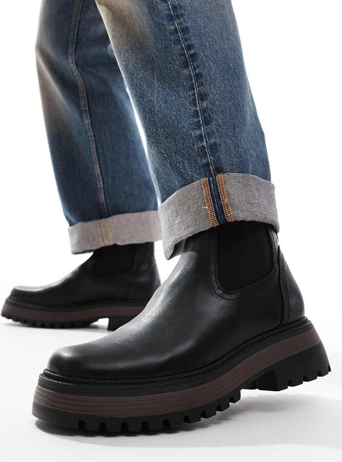 ASOS DESIGN chelsea boots in black with chunky soles - ShopStyle