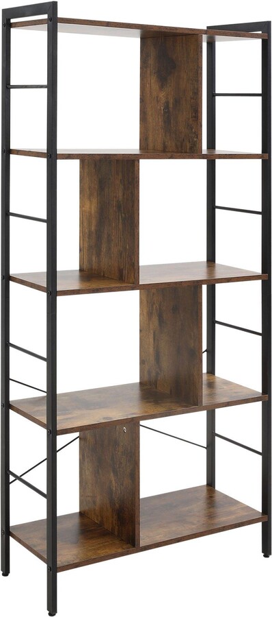 HOMCOM Storage Shelf Bookcase Closet Floor Standing Metal Frame Display ...