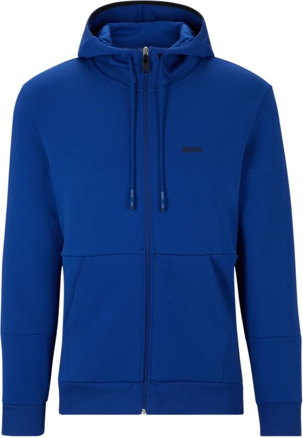 HUGO BOSS Cotton-blend zip-up hoodie with embroidered logo - ShopStyle