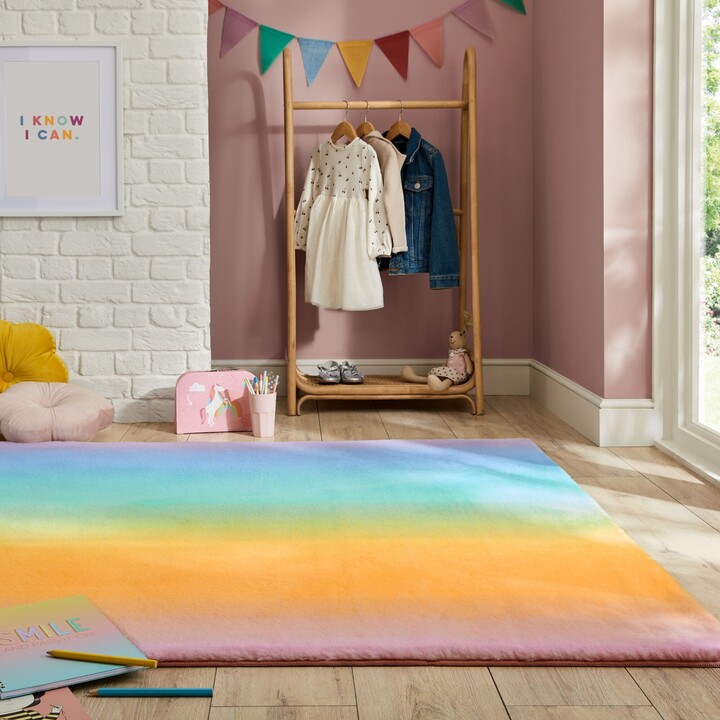 Dunelm Ombre Vertical Supersoft Faux Fur Rug Multicoloured - ShopStyle