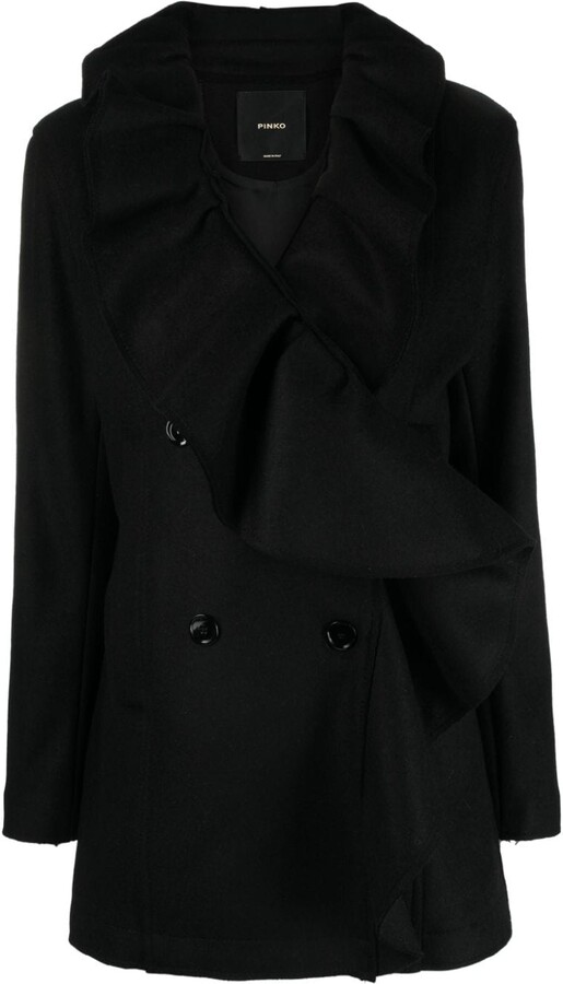 Pinko Ruffled Double-Breasted Wool-Blend Coat - ShopStyle