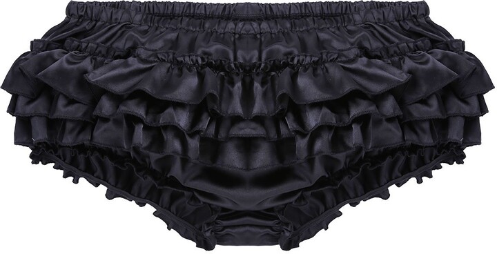 YUUMIN Men's Sissy Satin Panties Thong Silk Frilly French Maid Skirted ...