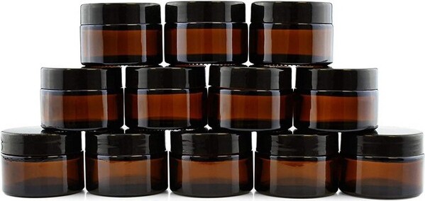 Cornucopia Brands 1oz Amber Glass Jars, 12pk; 30ml Containers for ...