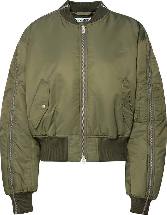 Acne Studios Green Nylon Bomber Jacket - ShopStyle