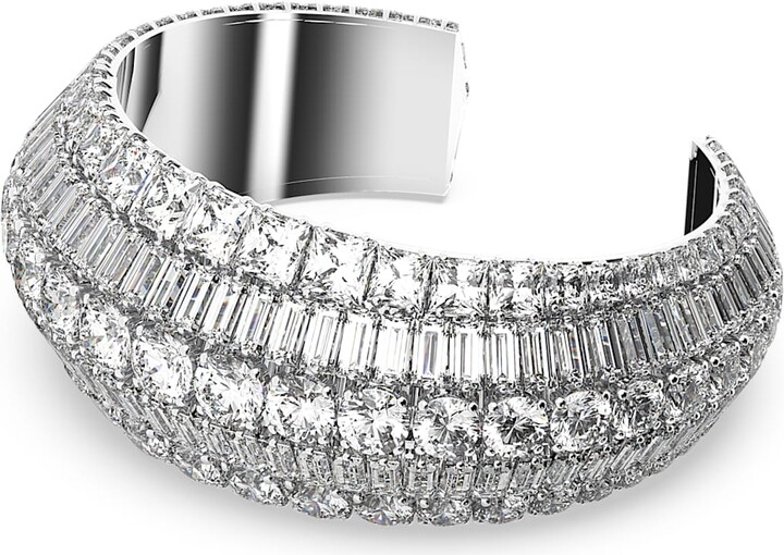 Swarovski Hyperbola cuff, Mixed cuts, White, Rhodium plated - ShopStyle ...