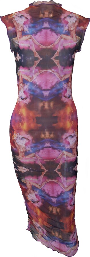 Neteru Clothing Women's Maia Semi Sheer Midi Dress In The Gaian Fire ...