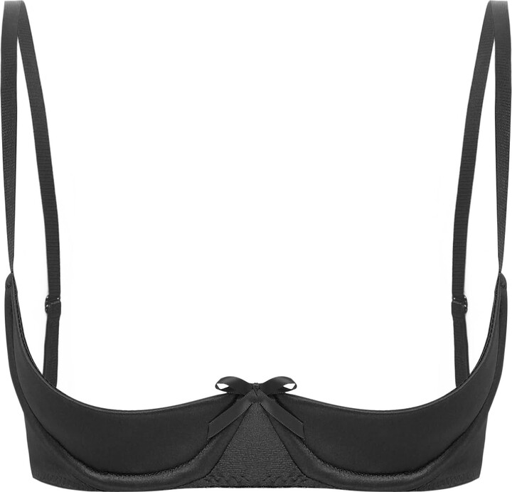 Kaerm Women's Satin Balconette Bra Demi Half Cup Push Up Underwire Bra ...