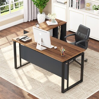 Tribesigns L Shaped Desk, 55 inches Computer Desk with Storage Shelves ...