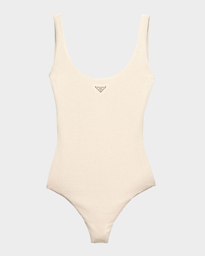 Prada Rhinestone Jersey One-Piece Swimsuit - ShopStyle