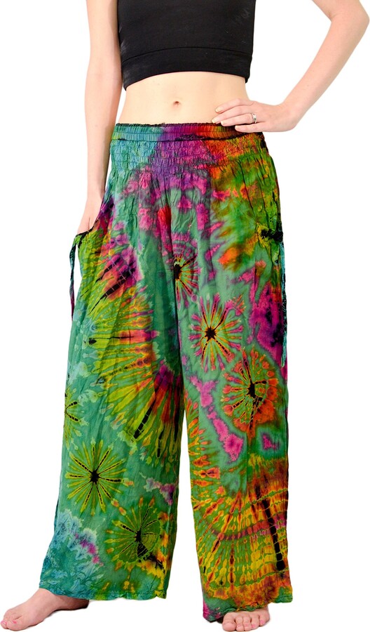 Orient Trail Womens Bohemian Yoga Wide Leg Palazzo Tie Dye Pants Xl