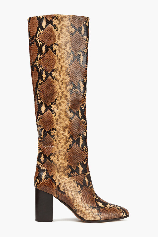 Zimmermann Snake-effect leather knee boots - ShopStyle