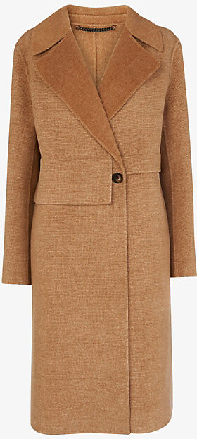 Whistles Womens Tan Yasmin Double-faced Wool-blend Coat - ShopStyle