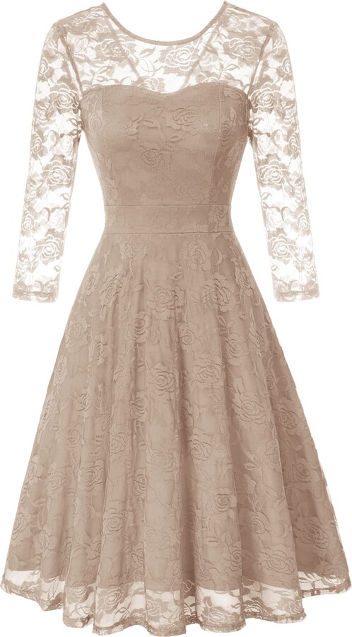 JASAMBAC Cocktail Evening Party Dresses for Women Elegant Floral Lace ...