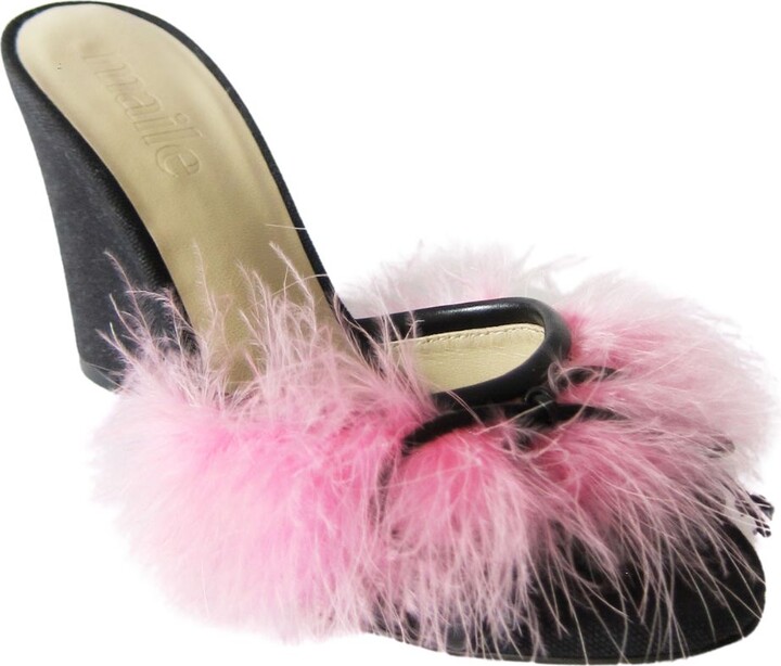 Maile Women's Etsu Feather Wedge Heel In Black Pink - ShopStyle