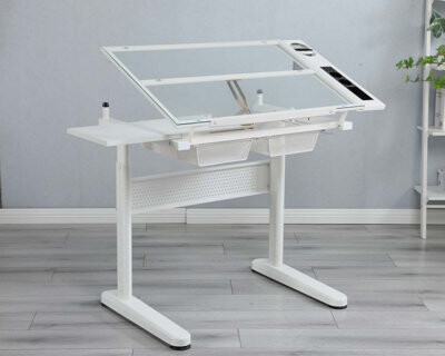Inbox Zero hand crank adjustable drafting table drawing desk with 2 ...