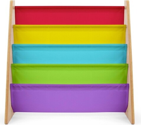 Humble Crew Kids' Book Rack Storage 4 Tier Bookshelf Natural/Rainbow ...