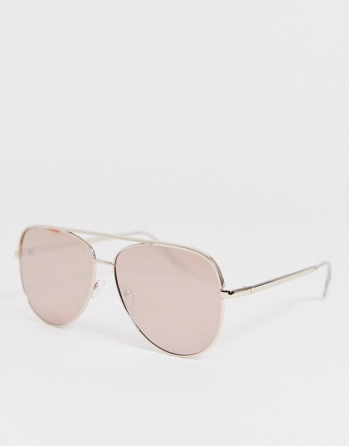 ASOS DESIGN rose gold aviator sunglasses with fade lens - ShopStyle