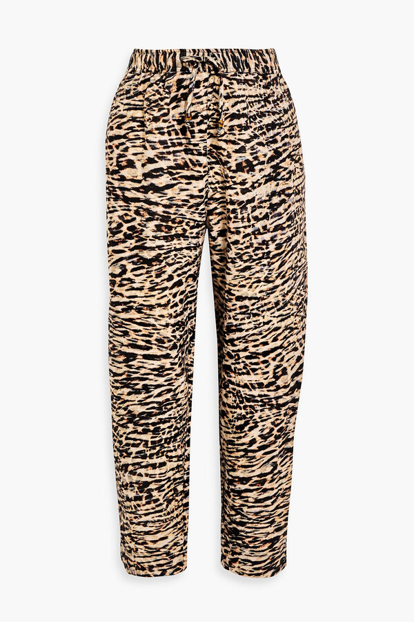 Jets Sahara cropped leopard-print linen tapered pants - ShopStyle