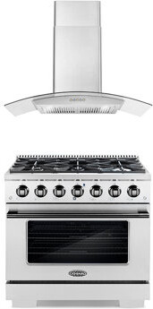 Cosmo 2 Piece Kitchen Package With 36" Freestanding Gas Range With ...